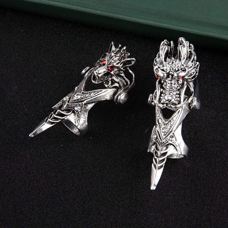 Skull Dragon Knuckle Armour Joint Rings Vintage Punk Rings for Men ...