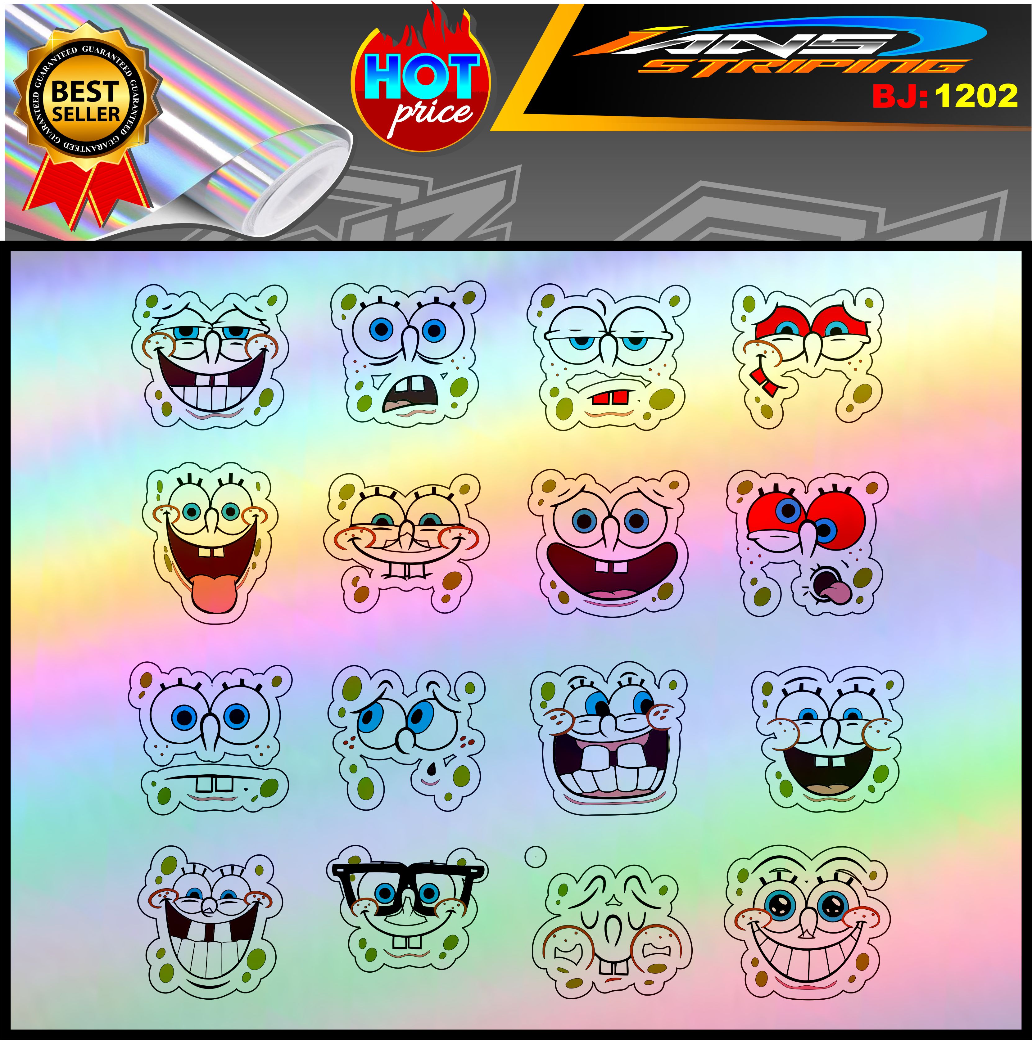 STICKER HOLOGRAM KARTUN SPONGEBOB / STICKER KARTUN AESTHETIC / STIKER ...