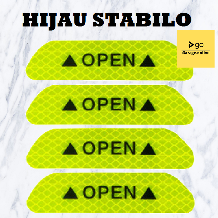 STICKER REFLEKSI tulisan OPEN UNTUK PINTU MOBIL isi " 4 PCS ...