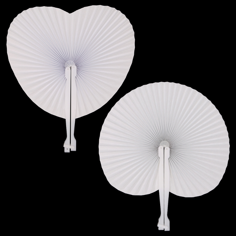 【ExploreStcse】Blank Folding Fan White Hand Fans Round Circle Party ...