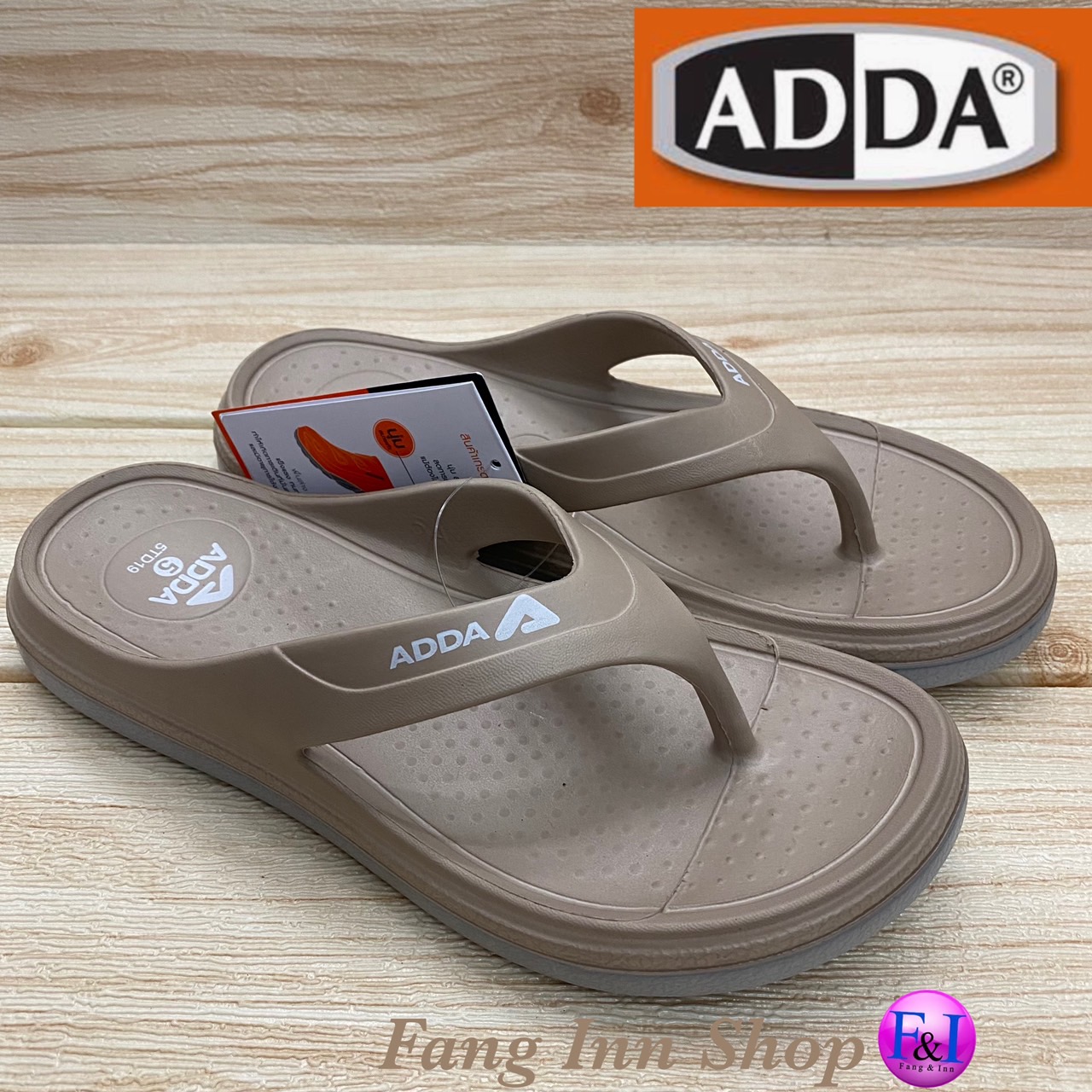 ADDA 5TD19 รองเท้าแตะหนีบหญิง (4-6) สีดำ/ครีม - FANG INN SHOP - ThaiPick