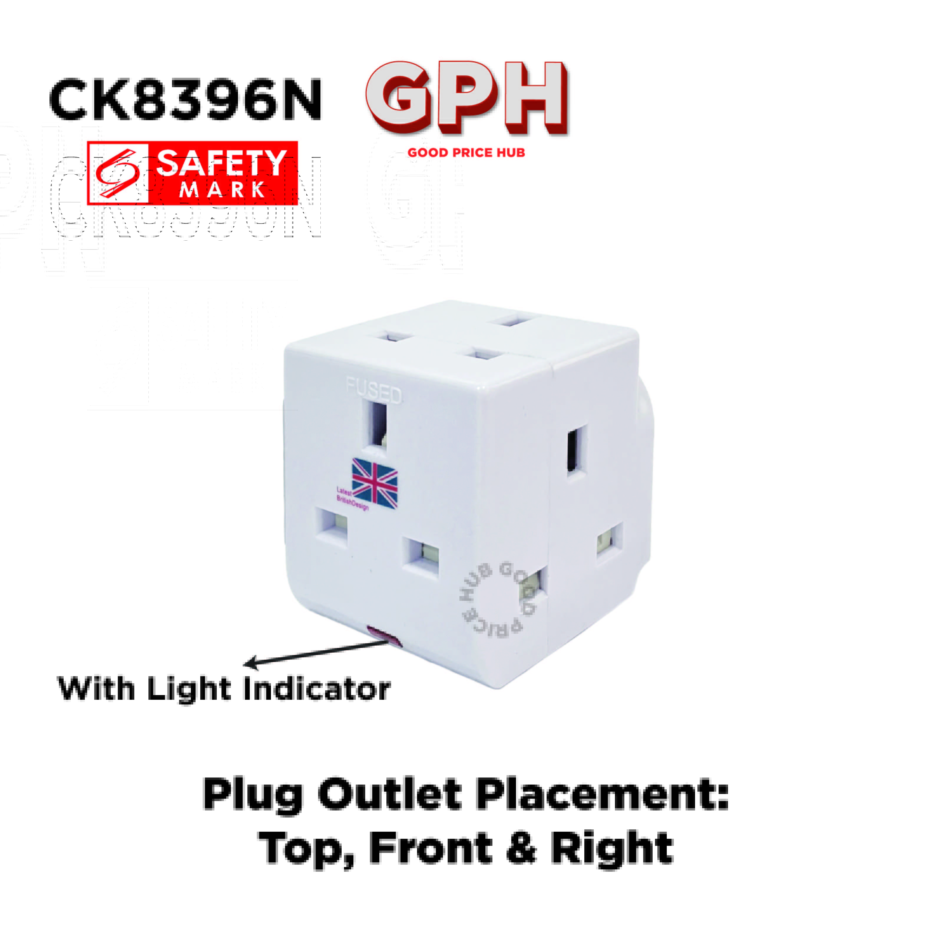 3 Way Multi Adapter Plug with Switch / Neon Light - 2 & 3 Pin Friendly ...