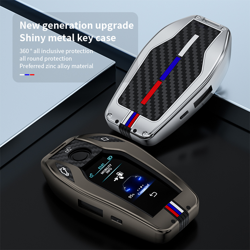 【YIYANGMAOYI111】Zinc Alloy LED Display Key Case Holder Chain For BMW 7 ...