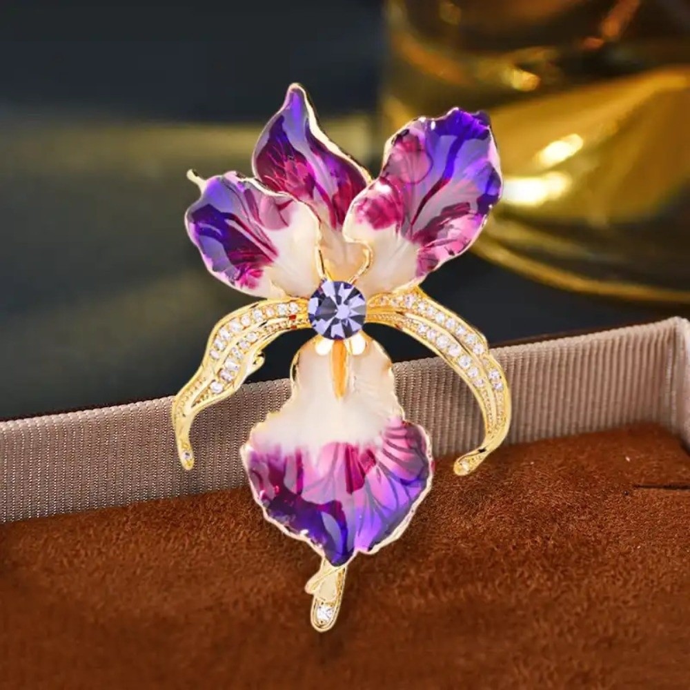 Jewelry Iris Flower Brooch Sparkling Lapel Pin Elegant Badge Suit ...