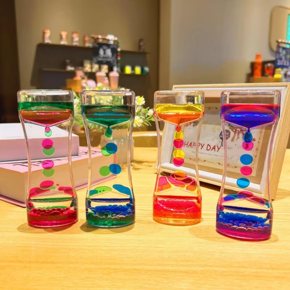 Calming Visual Double Colors Oil Hourglass Timer Acrylic Descending ...