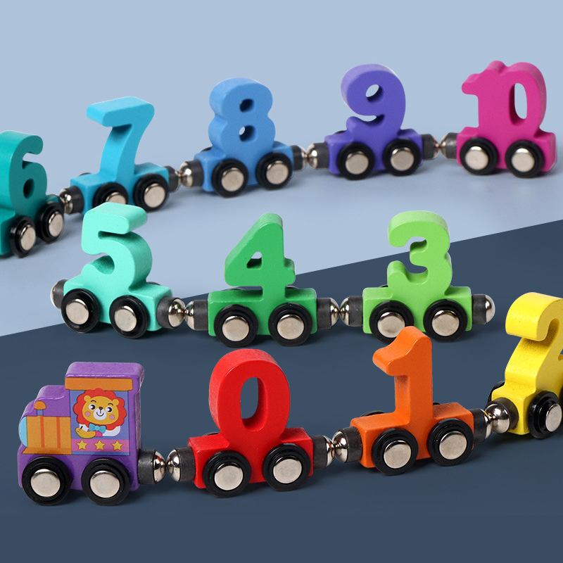 1 Set Wooden Magnetic Number Train Toys Montessori Educational Toy ...