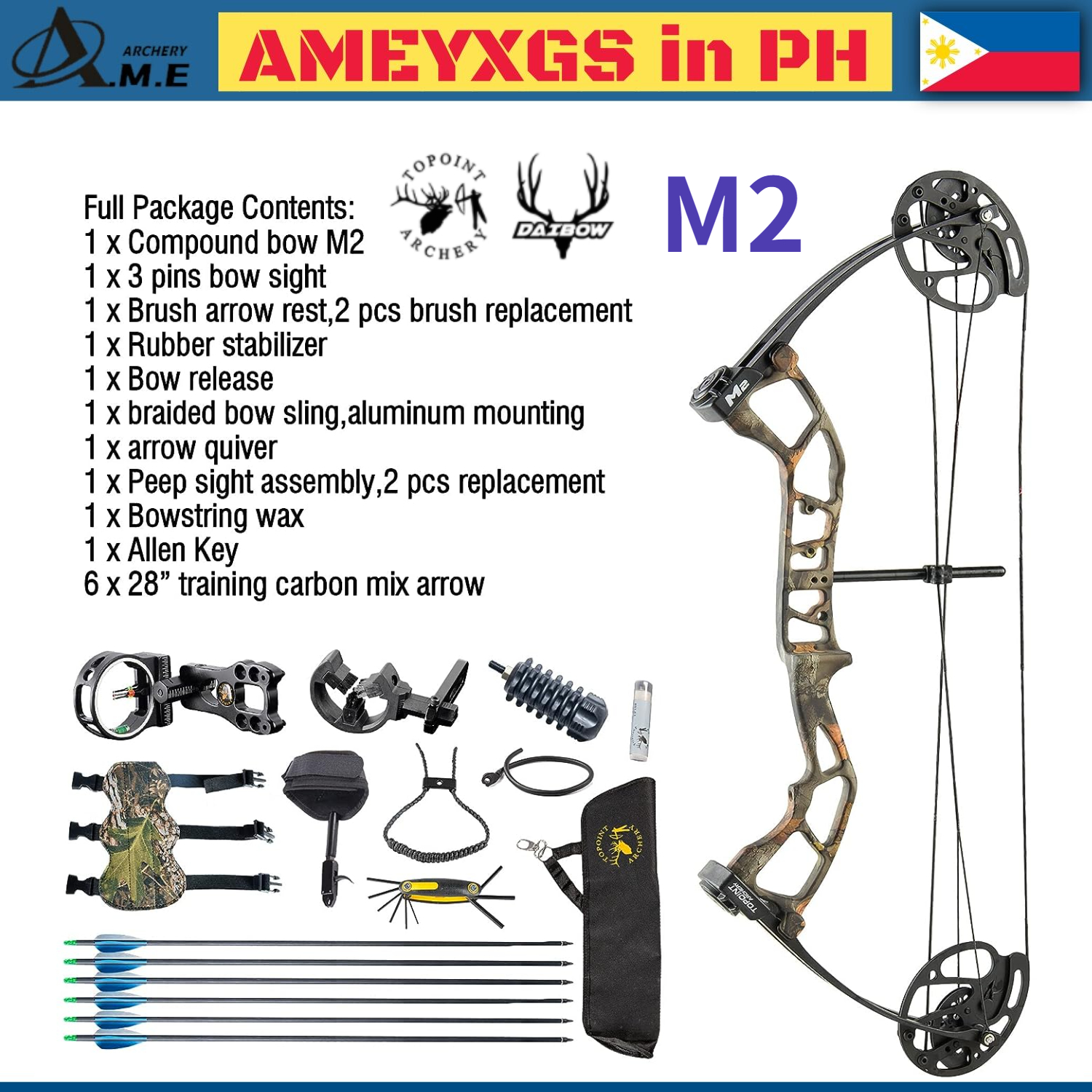 Topoint M2 Compound Bow Full Set 10-40lbs | Lazada PH