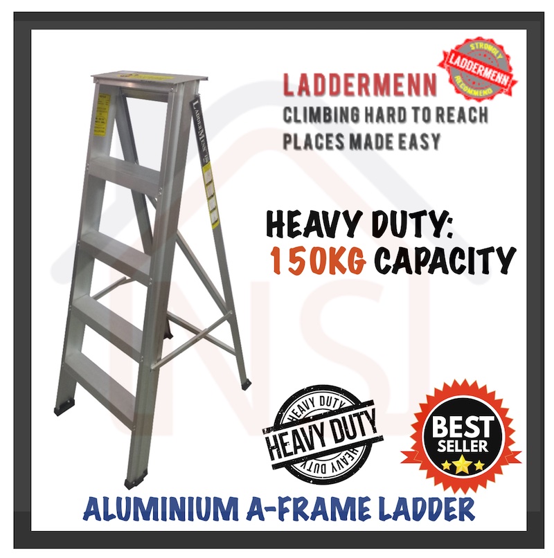 LADDERMENN Heavy Duty Aluminium A-Frame Ladder (3-7 Steps) MADE IN ...