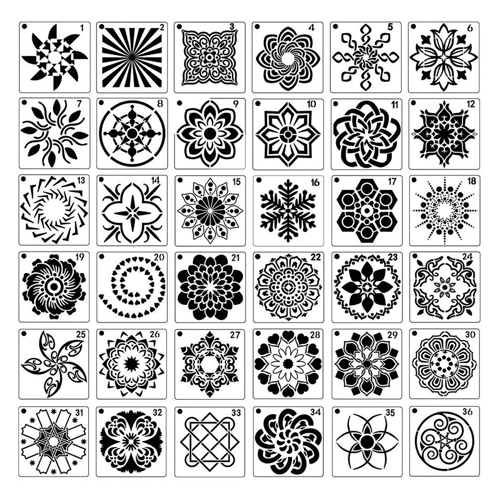 36/56Pcs Precision Design Creative Mandala Dot Painting Templates ...