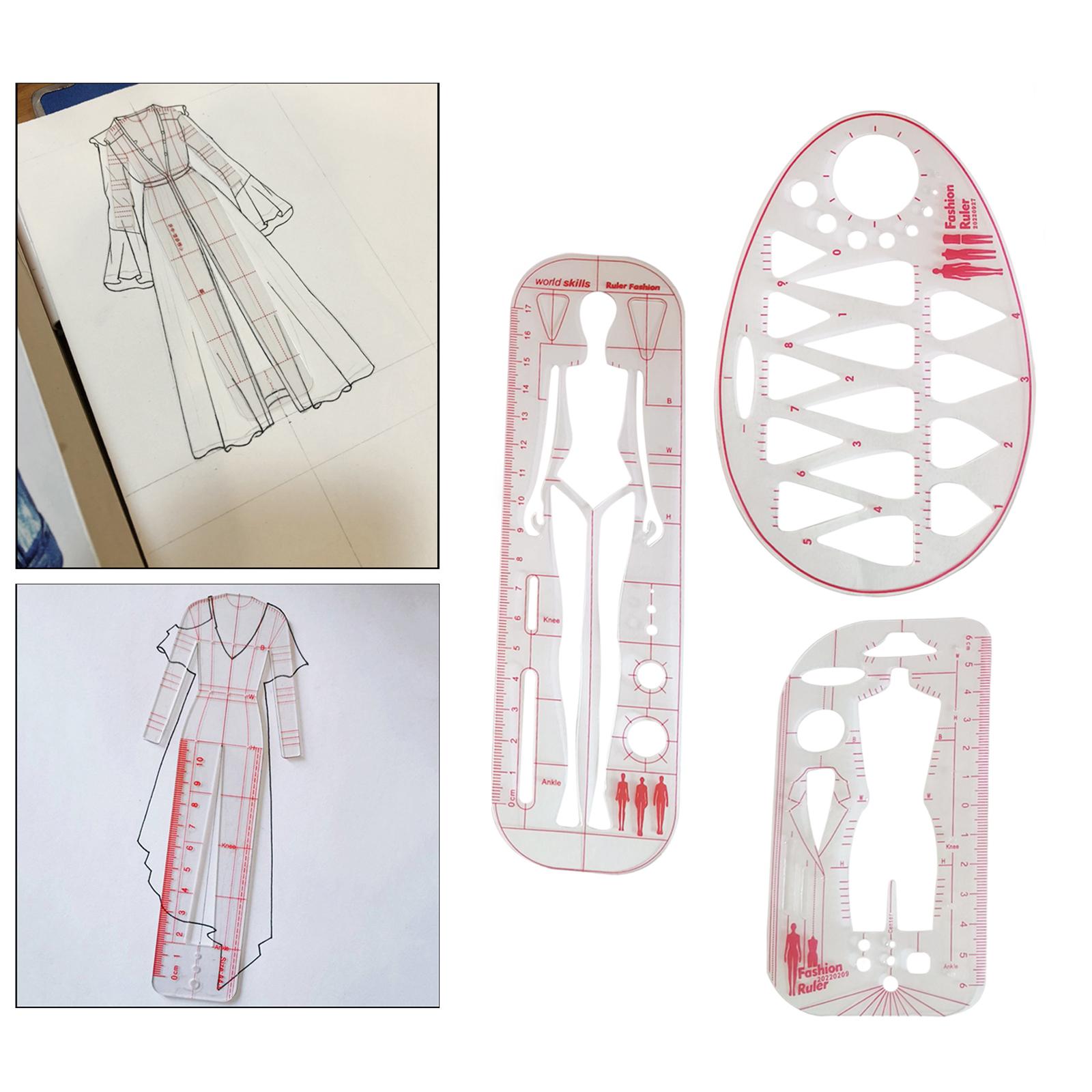 【EliteEssence123】Fashion Drawing Template Ruler Dresses Designers ...