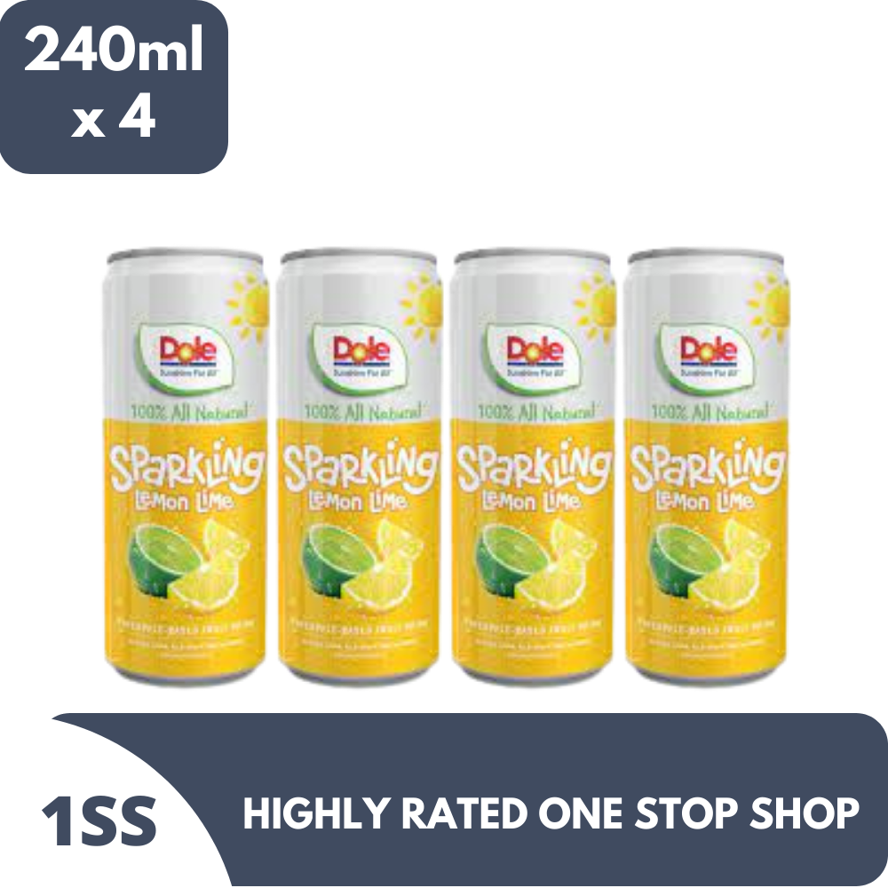 Dole 100% All Natural Sparkling Fruit Drink Lemon Lime 240ml x 4 ...