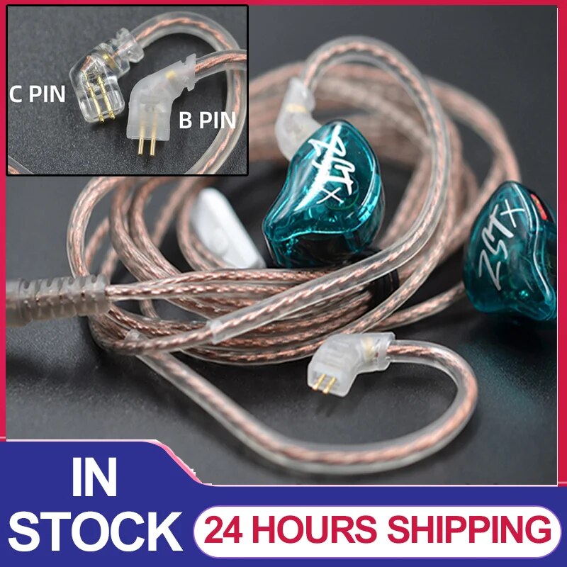 KZ Original Cable High-Purity Copper Twist Earphone Wire B/C Pin For ...