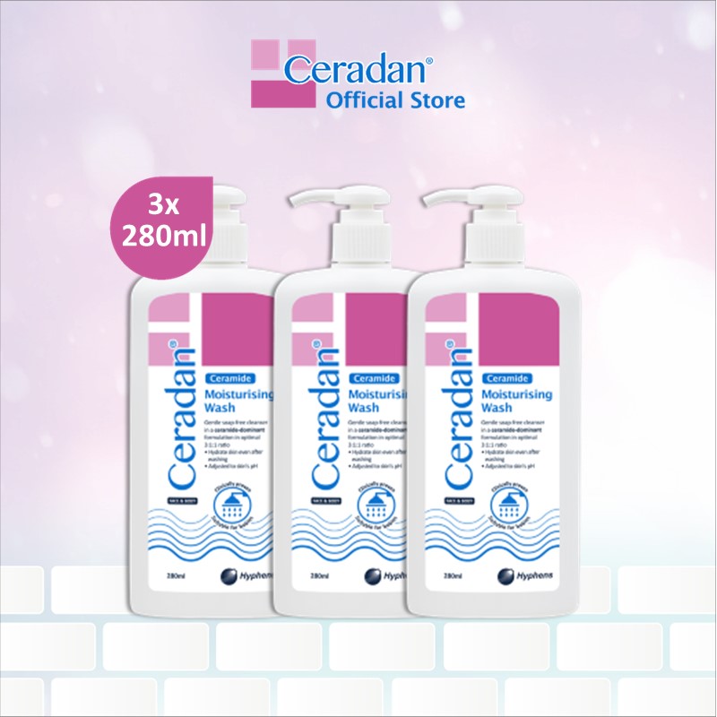 [Bundle of 3] Ceradan® Moisturising Wash (280ml) (Gentle| With 3:1:1 ...