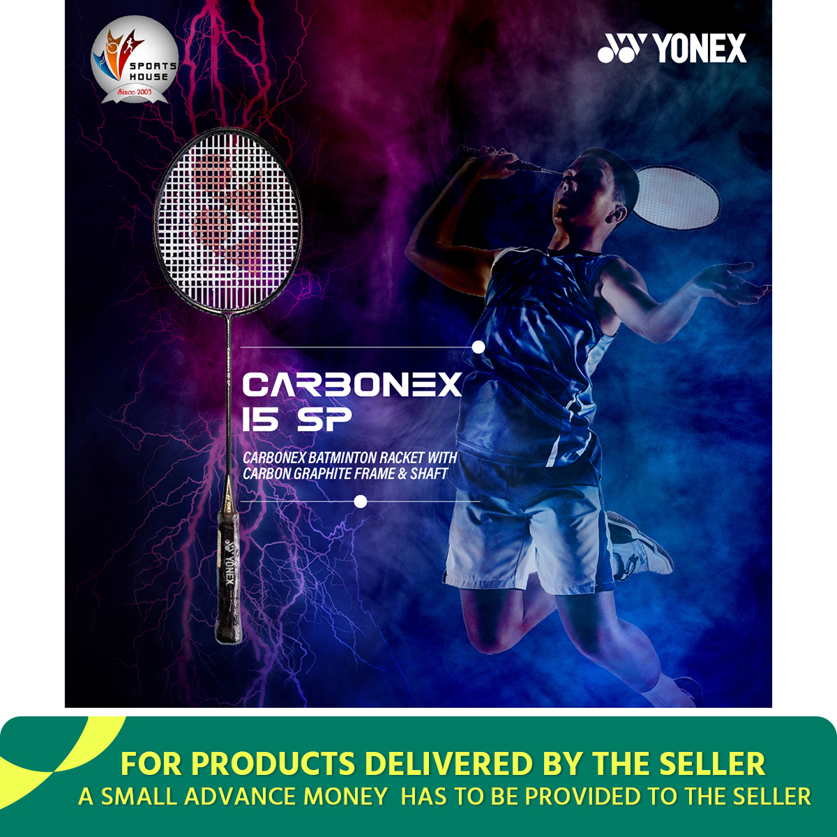 Carbonex Batminton Racket with Carbon Graphite Frame & Shaft | Daraz.com.bd