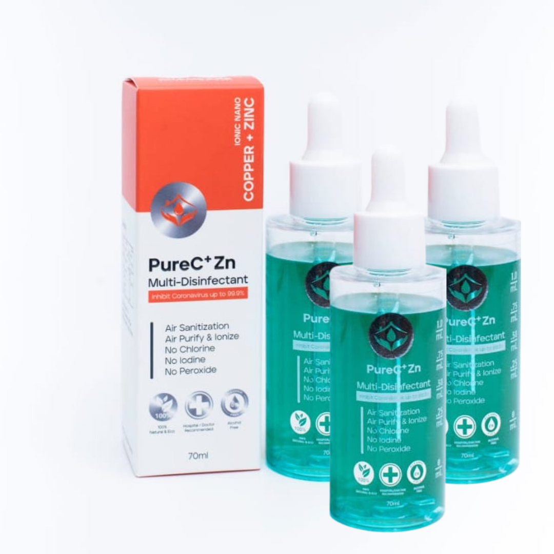 Pure C+ ZINC Food Grade Disinfectant Air Sanitisation 70mL 16K Ionic ...