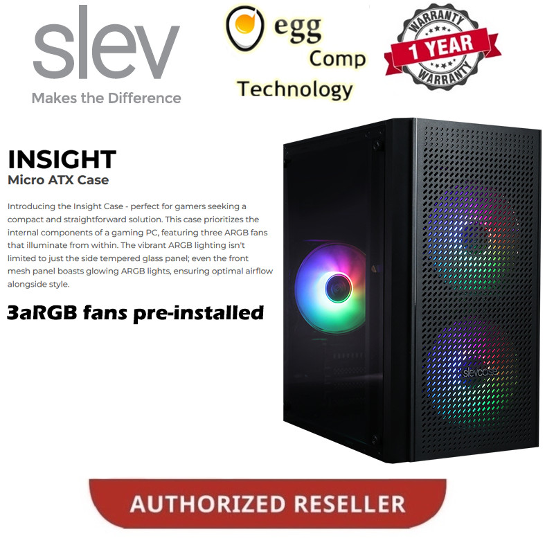 Slevcase Insight Micro ATX Casing with 3pcs SF120 aRGB Fans ...
