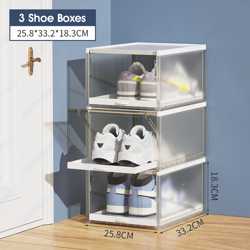 (Set of 3) ODOROKU Stackable Pull Out Drawer Shoe Storage Rack with ...