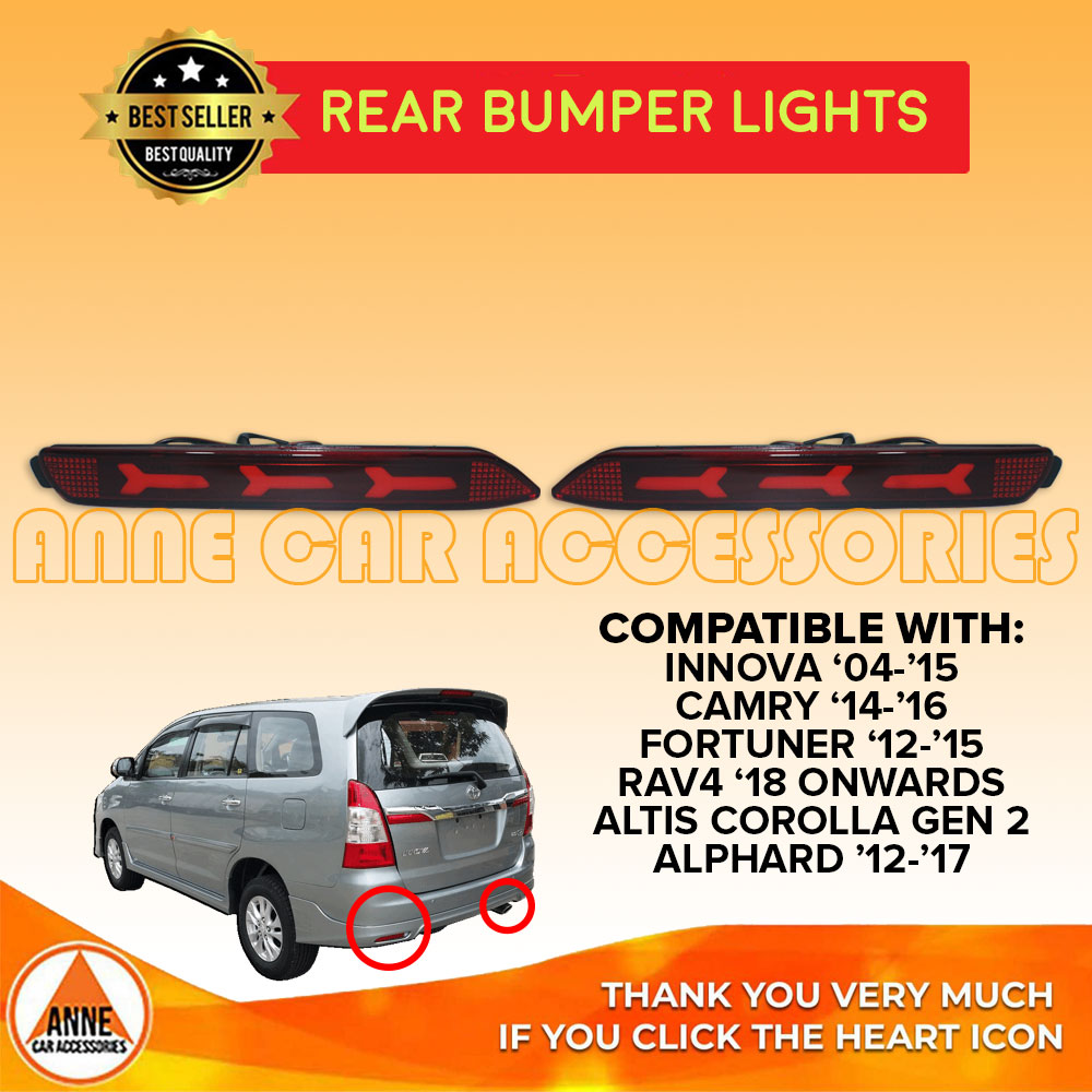 Rear Bumper Light for Toyota Innova V G J E 2004 - 2015 / Camry 2014 ...