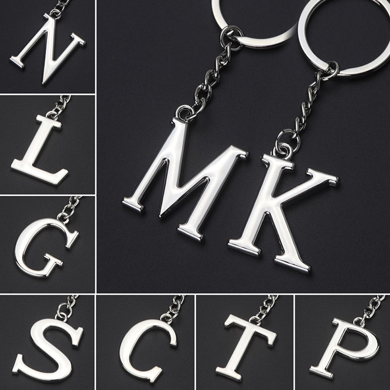 Creative Alphabet Pendant Fashion 26 Letters Alphabet Initial Keyring ...