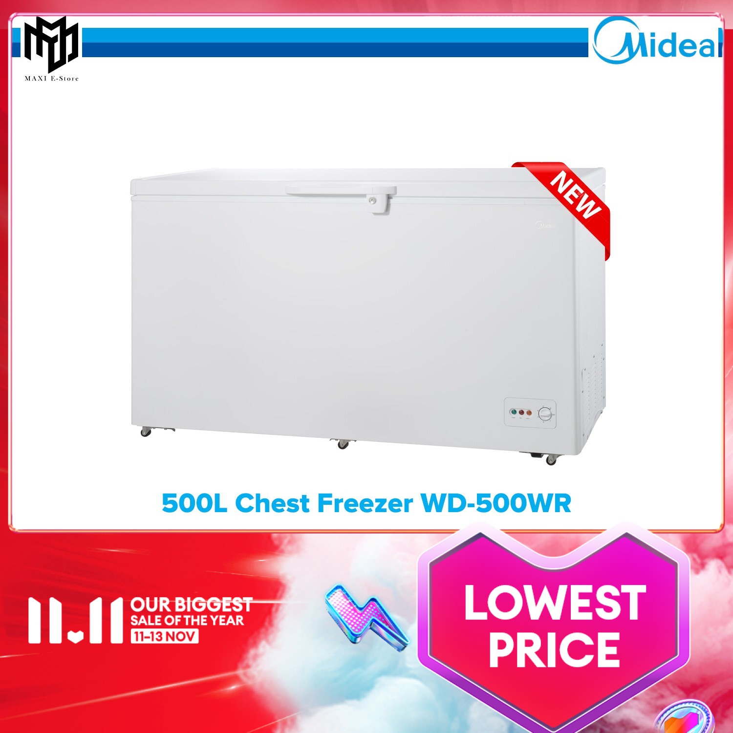 Midea WD-500WR 500L (418L Net) Chest Freezer with Mechanical ...