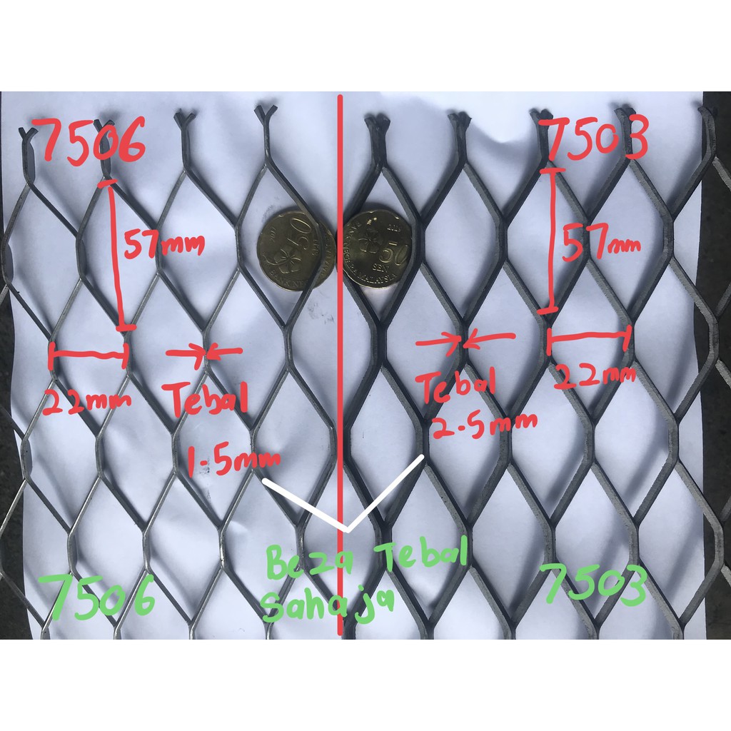 MILD STEEL EXPANDED METAL 4 KAKI X 8KAKI (SATU ROLL (BESI MESH)FOR ...