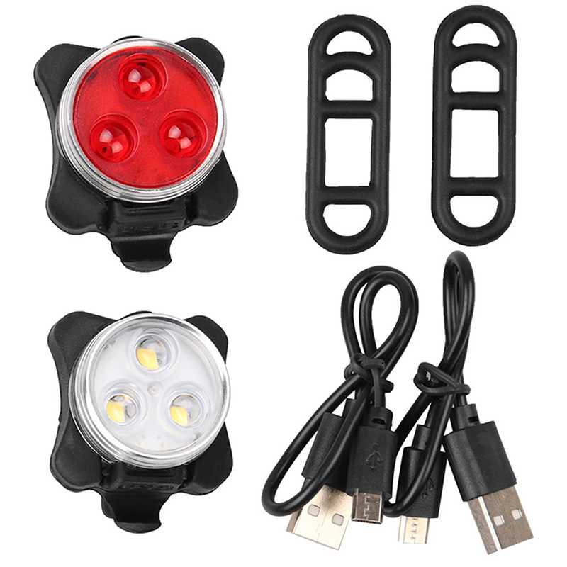 USB Rechargeable Bike Light Super Bright Front Headlight Rear LED ...