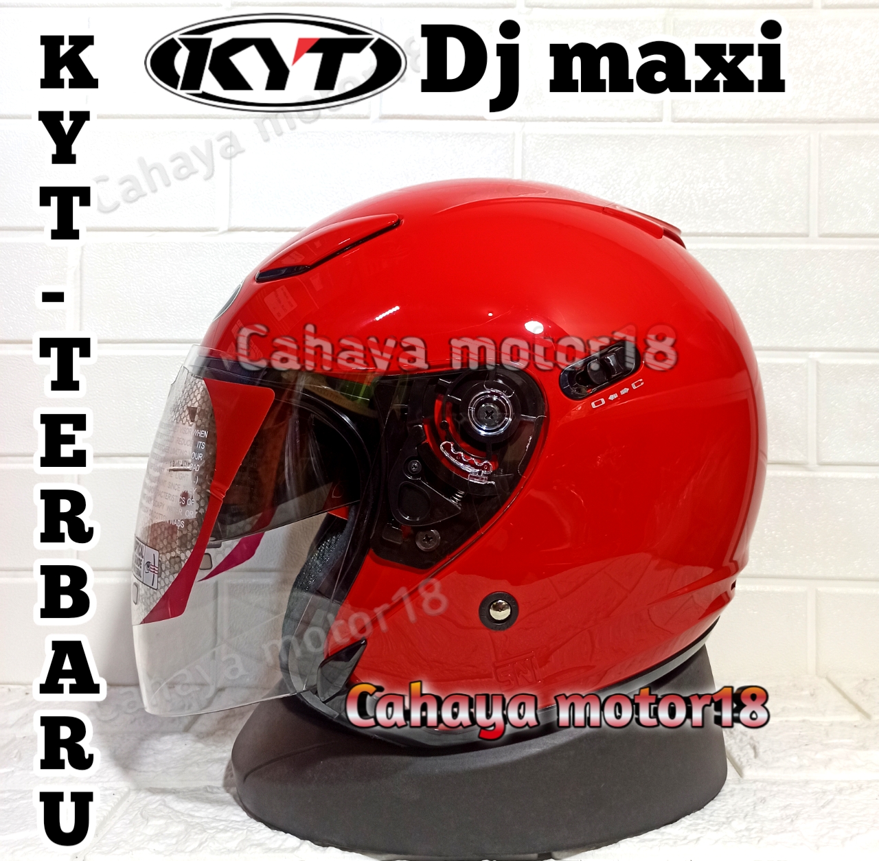HELM KYT DJ MAXI SOLID MERAH DOUBLE VISOR TERBARU HALF FACE | Lazada ...