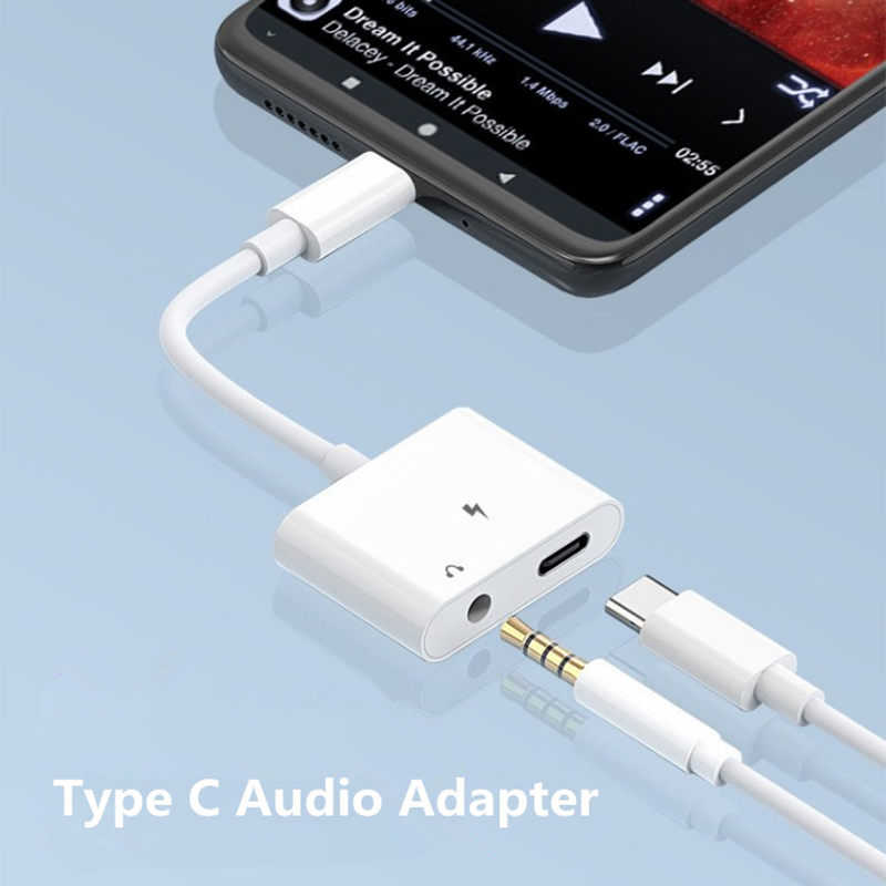 Type C Adapter USB C to 3. 5 mm Jack Audio Charger Splitter Type C Converter Charging Cable ...