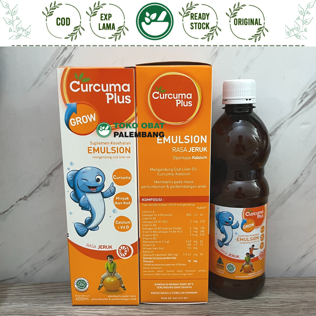 CURCUMA PLUS EMULSION 400ML MULTIVITAMIN ANAK GROW MINYAK IKAN COD ...
