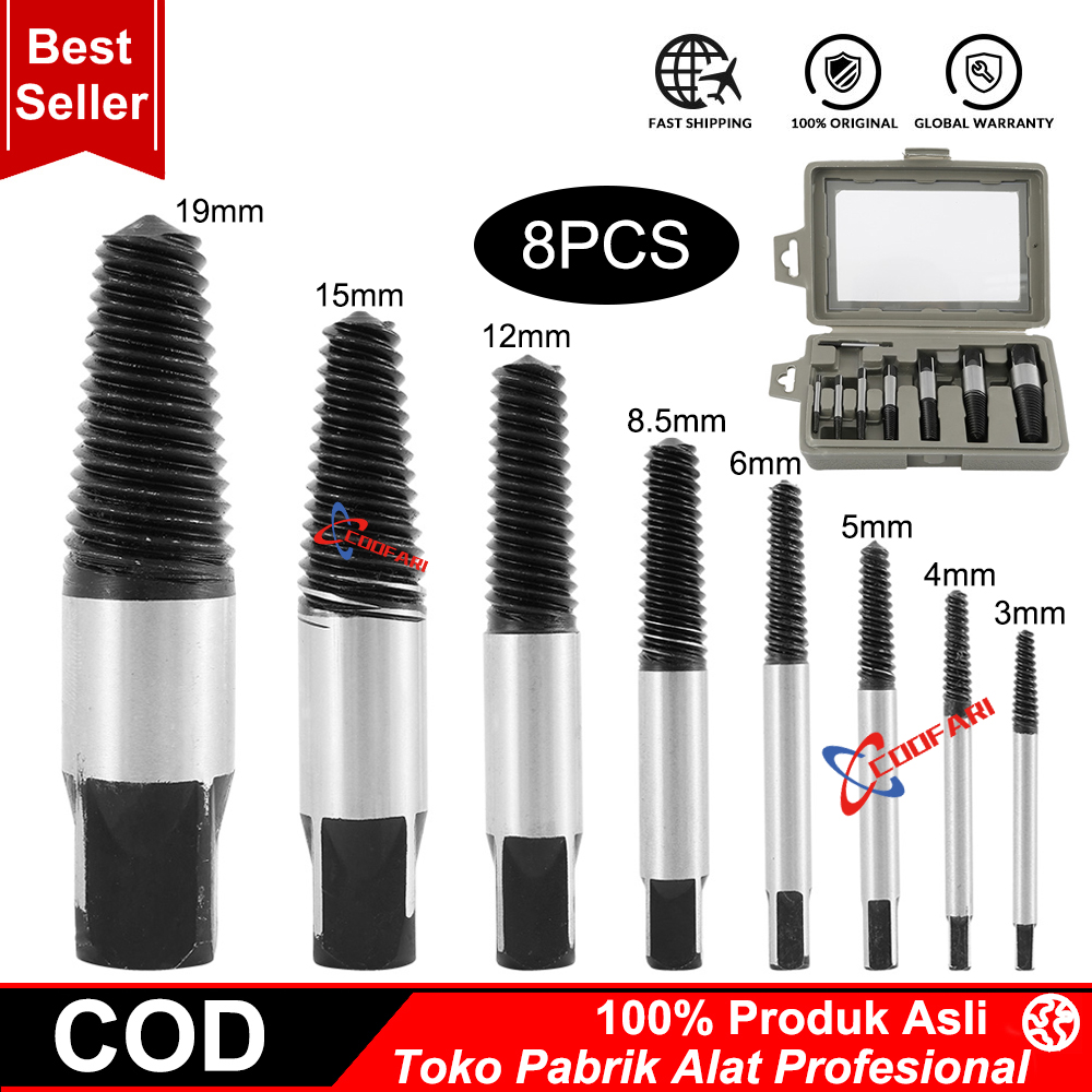 Pipe Tap Screw Extractor 8 Pcs Alat Pembuka Baut / Pipa Patah Remover ...