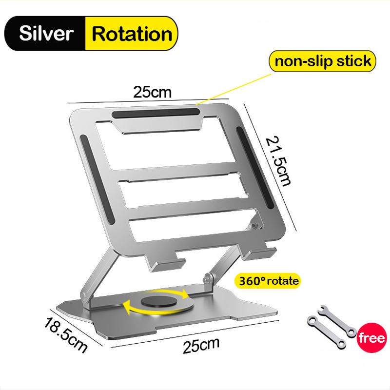 Laptop Stand 360 Rotating Base Solid Aluminum Alloy Height Adjustable ...