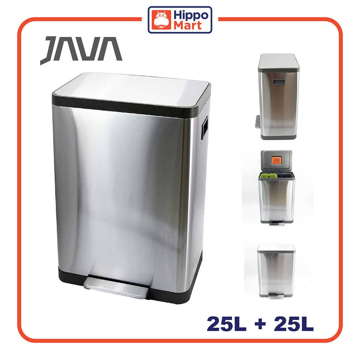 JAVA Dustbin Nafisi | JH8851 | Pedal Bin | Dual Compartments | Soft ...