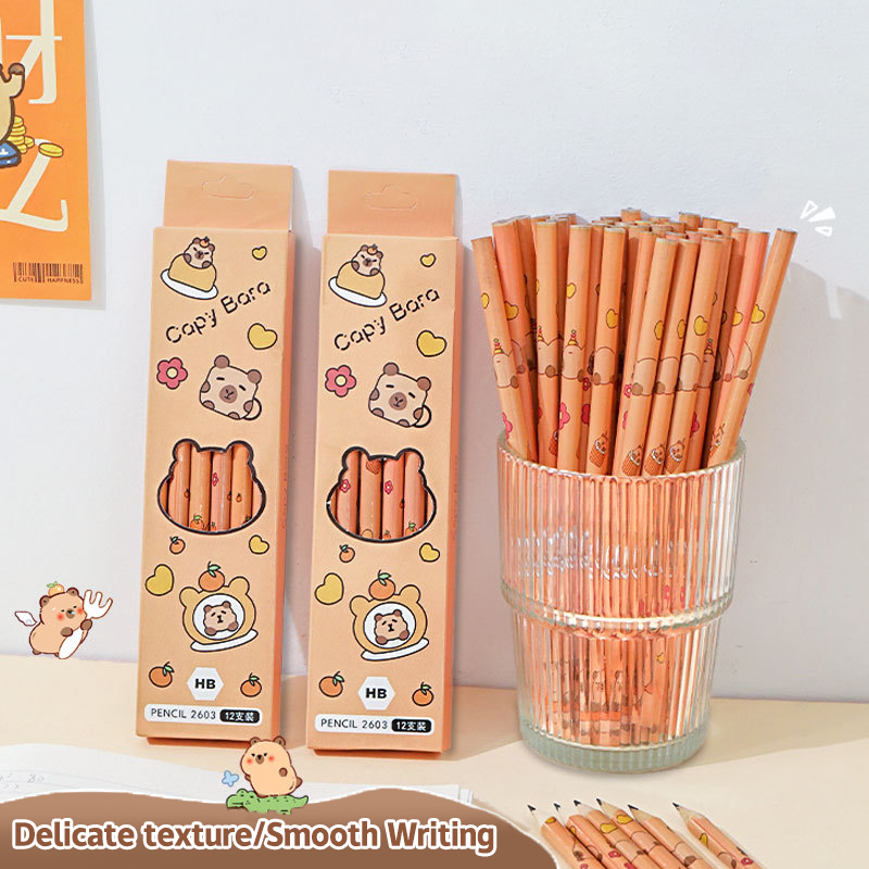 12Pcs Funny Cute Capybara Writing Pencil Cartoon HB Drawing Pencil ...