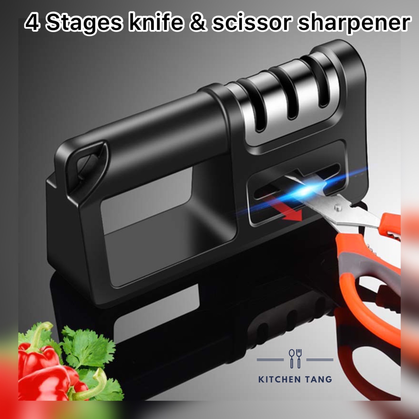 4-Stages & 3-Stages Knife Sharpener Alat Pengasah Pisau Kitchen Easy ...