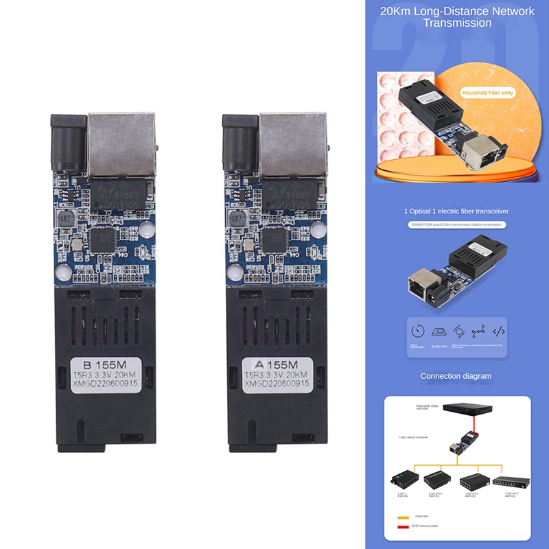 Mini Fiber Optical Media Converter 10/100Mbps Single Mode Single 20Km ...