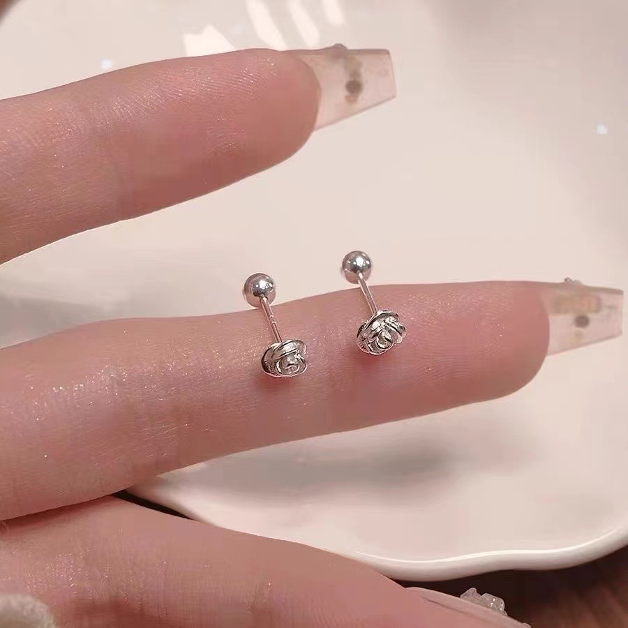 Simple three camellia ear bone nail female ear hole 2024 new earrings ...