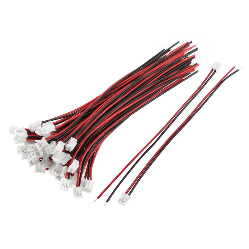 20pcs/LOT JST 28AWG MX1.25 Connector Wire Cable 2PIN Red Black / Black ...
