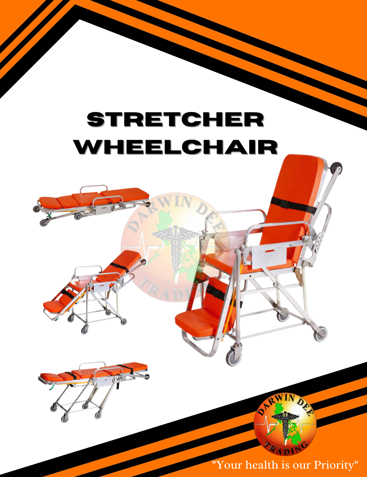 EMERGENCY STRETCHER WHEELCHAIR (HEAVYDUTY) | Lazada PH
