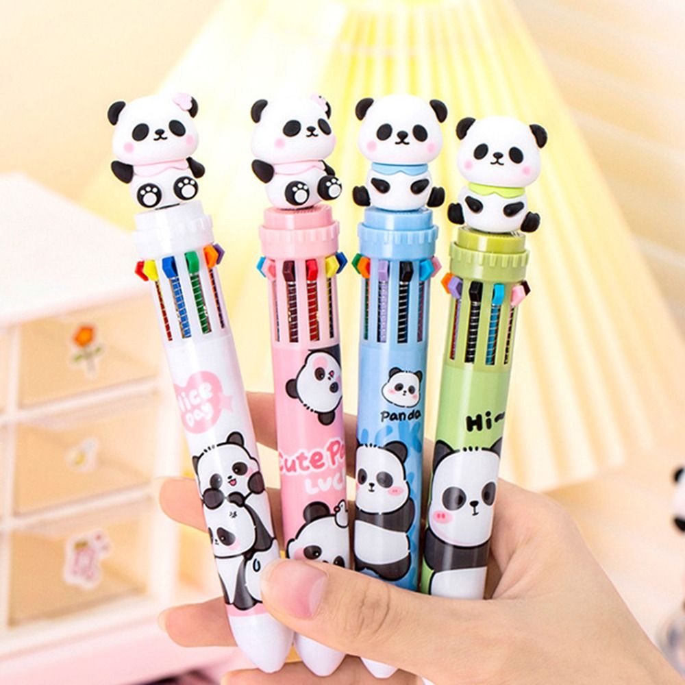 0.5mm Cartoon Panda Ballpoint Pen 10 In Cute Colorful Ink Gel Pen ...
