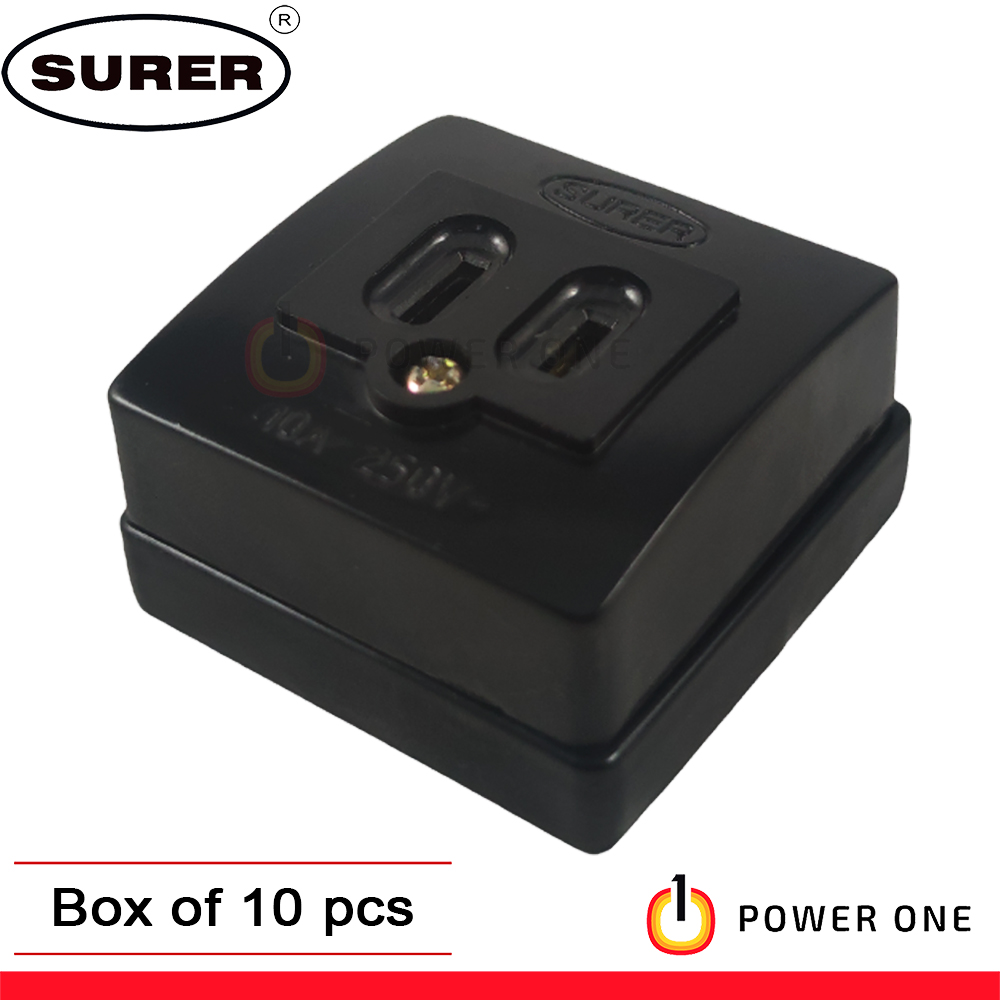 Surer 105 1 Gang Outlet, Surface Type (Black/White) (Box of 10pcs ...