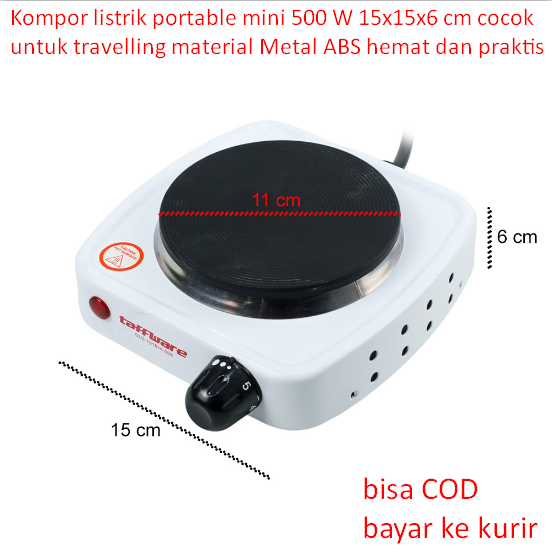 Kompor listrik portable mini 500 W 15x15x6 cm cocok untuk travelling ...