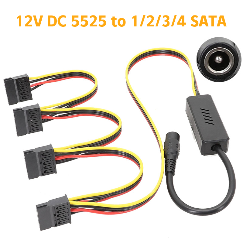 DC 5525 To SATA Hard Drive Power Supply Cable DC 12V To 4Pin Molex HDD ...