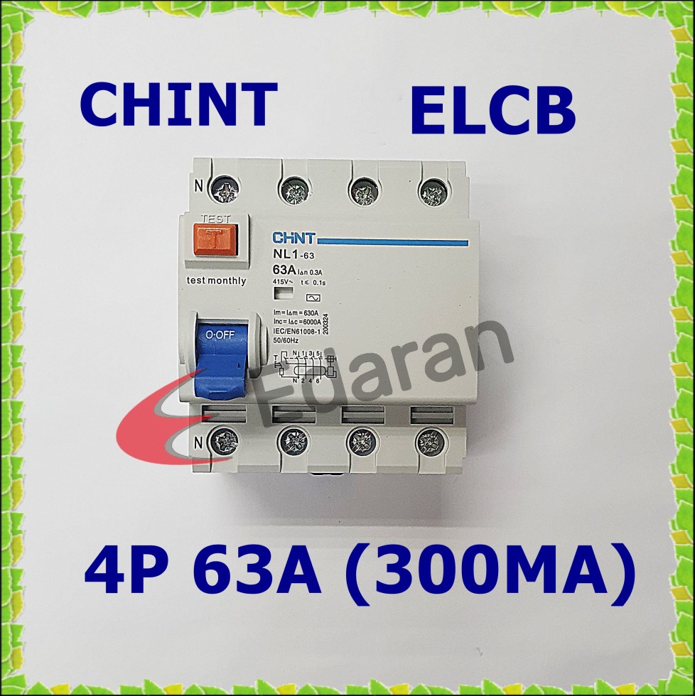 CHINT 4P 63A ELCB / RCCB (NL1-63) - 30MA , 100MA , 300MA | Lazada
