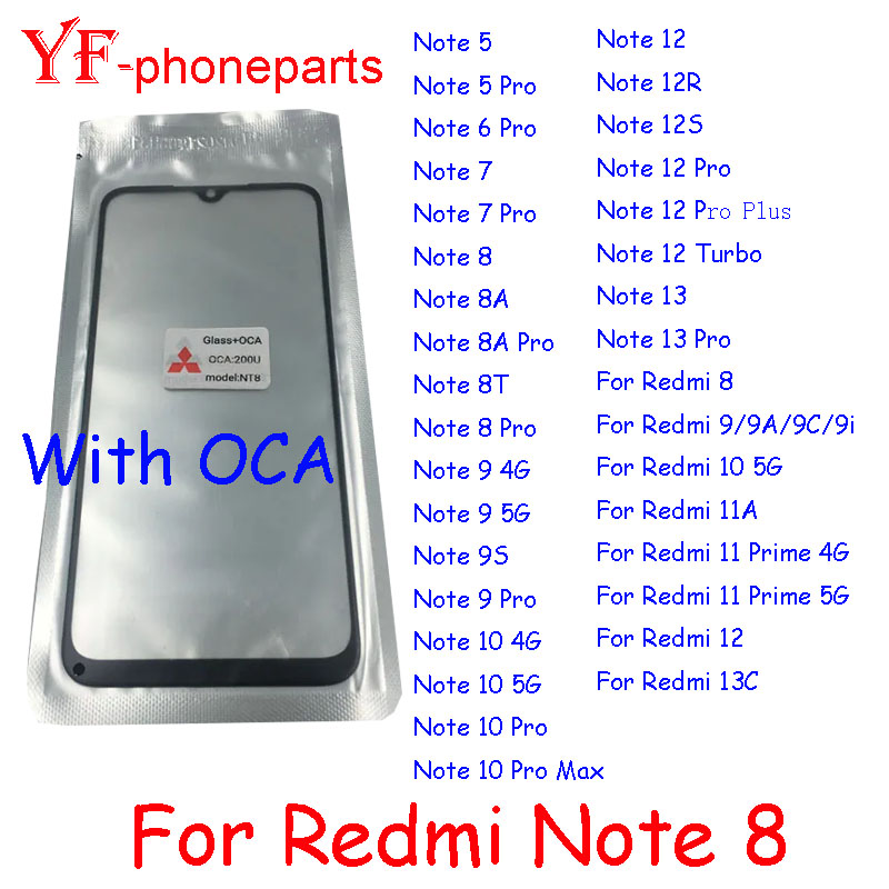 Front Screen Oca Glass For Redmi 10c 12 13c 11a Prime Redmi Note 5 6 7 8 9 10 8a 9a 8t 9c 9i 12 ...