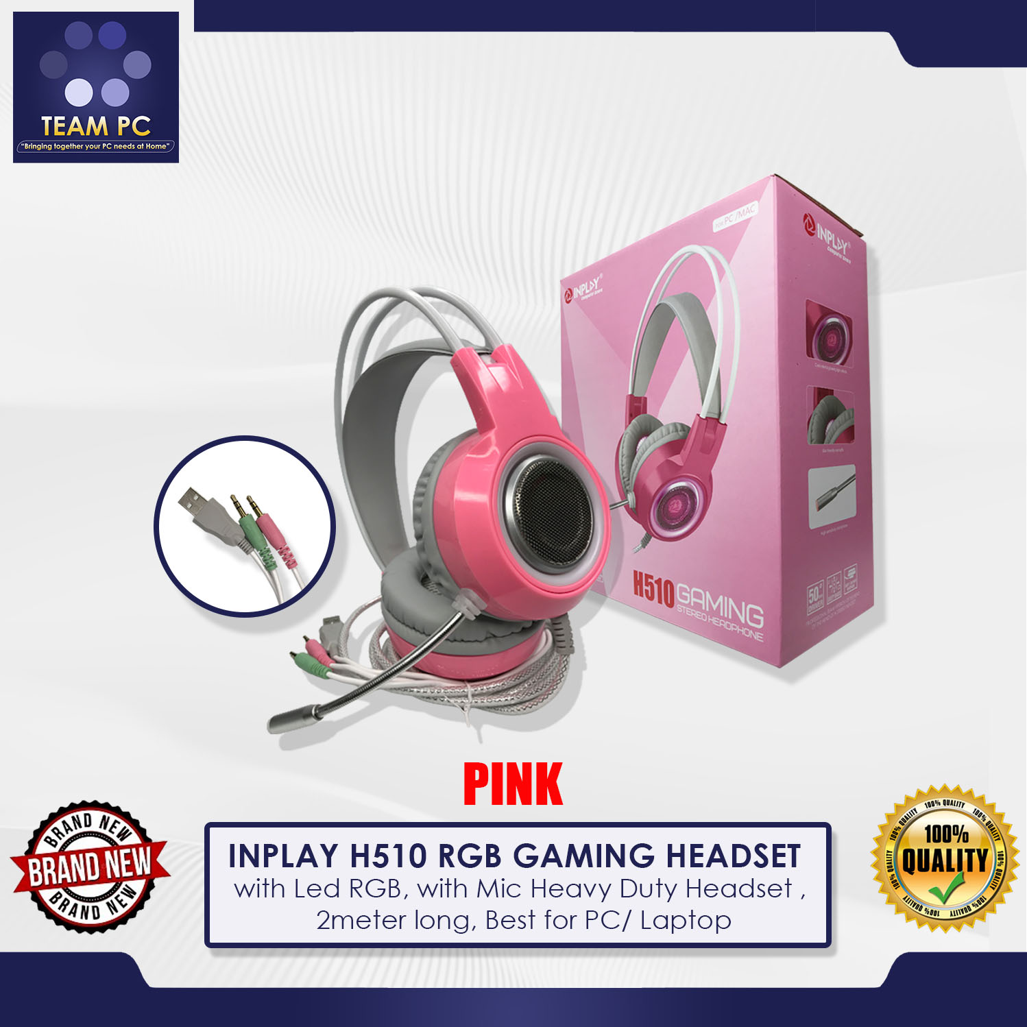 INPLAY H510 RGB GAMING HEADSET with Led RGB, with Mic Heavy Duty ...