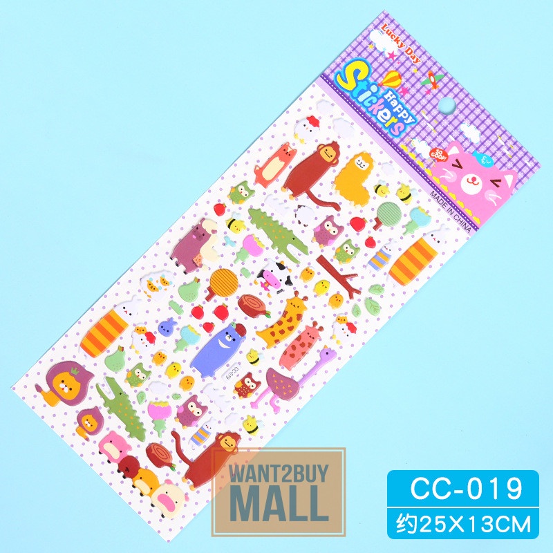 Large Size 10x20cm 3D Cartoon Bubble Sticker Girl Kids Children ...