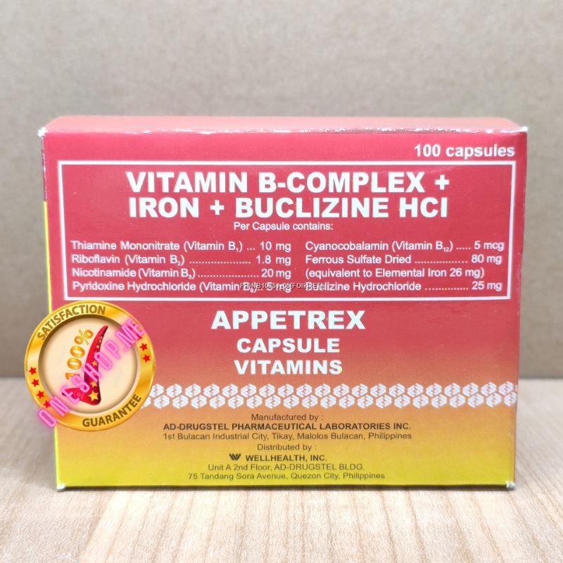APCIRON PLUS / APPETREX B-Complex Iron Buclizine Capsules | Lazada PH