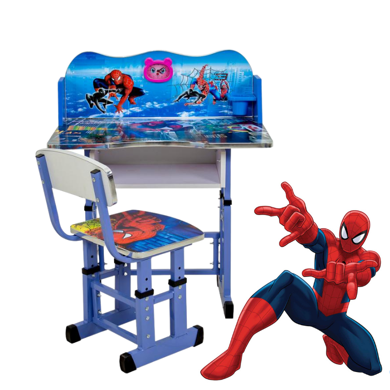 Wooden Study Table With Chair Backrest Metal Wood Kids Character Wooden ...