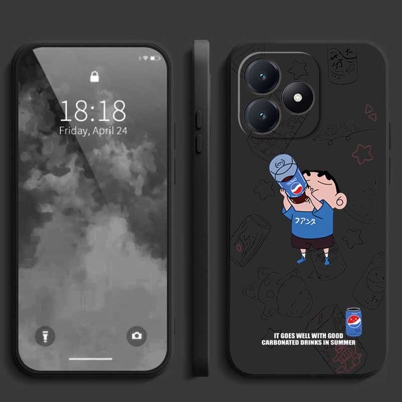 Realme C61 C 61 Drinking Cola Shin-chan Flexible Rubber Phone Cover ...