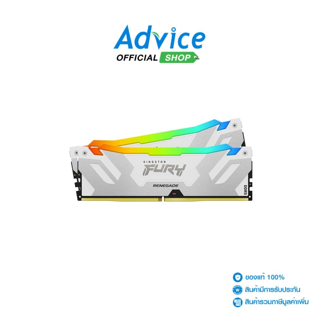 RAM DDR5(6000) 32GB (16GBX2) KINGSTON FURY RENEGADE RGB WHITE (KF560C32RWAK2-32) | Lazada.co.th